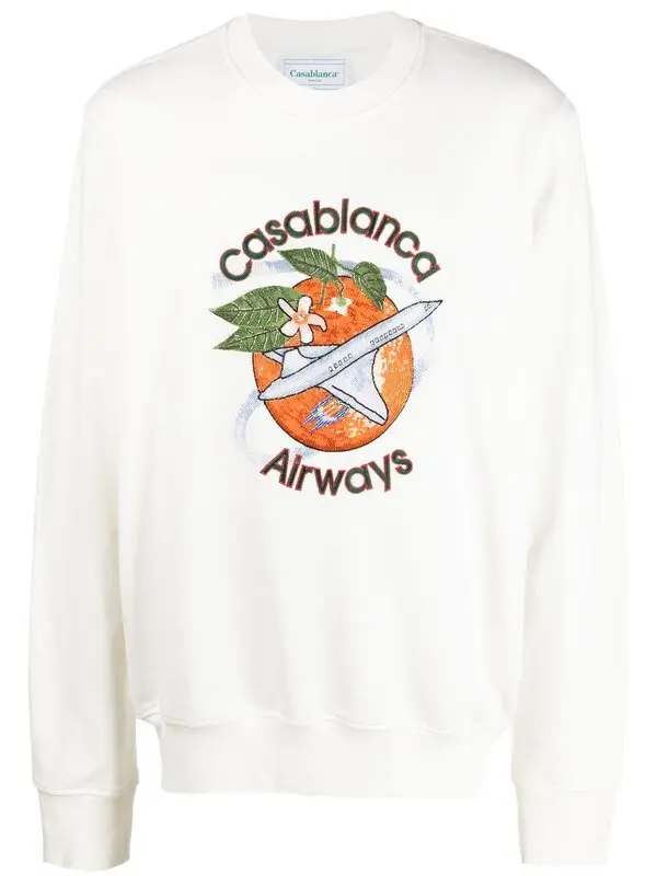 Casablanca Orbite Autour De L'orange Sweatshirt - White