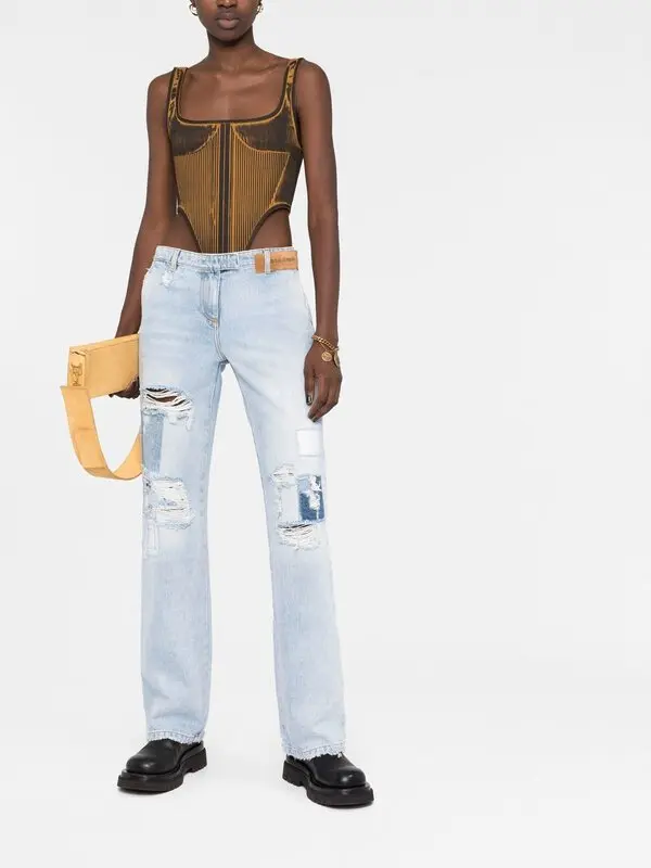Palm Angels Ripped Straight-leg Jeans