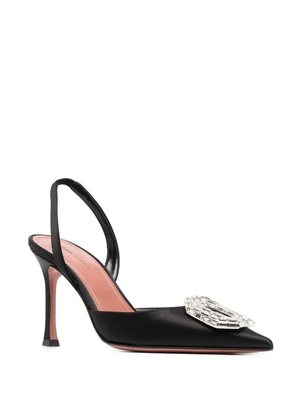 Amina Muaddi 90mm Camelia Slingback Pumps - Black