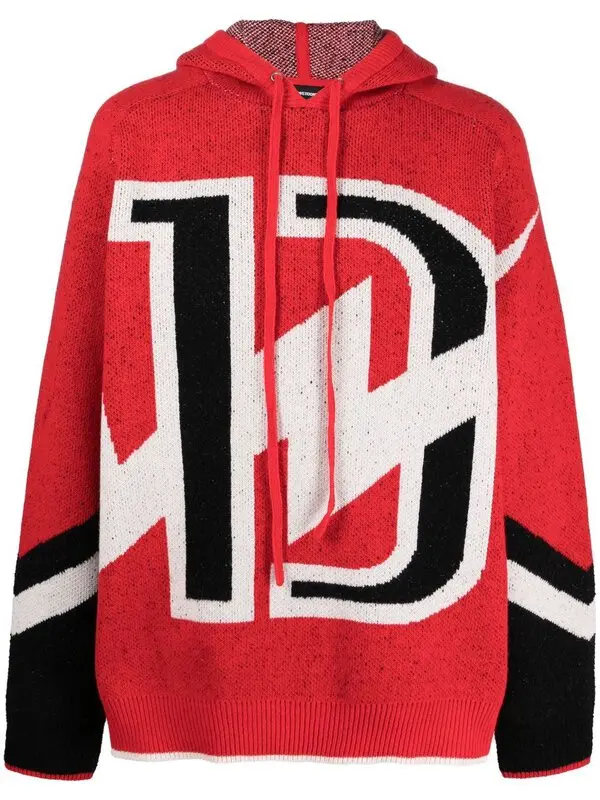 We11Done Wool-blend Logo-print Hoodie - Red