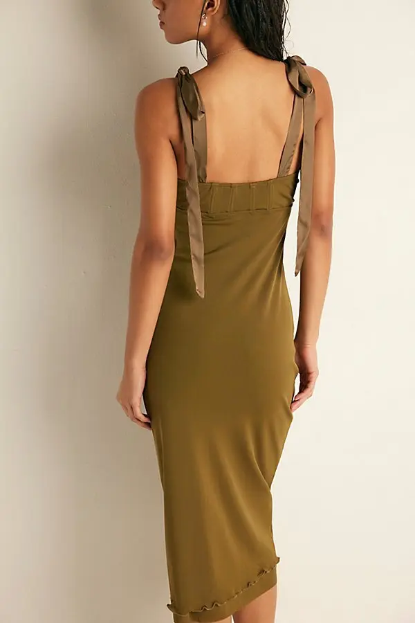 Free People Got Glam Mesh Slip - Fir Green