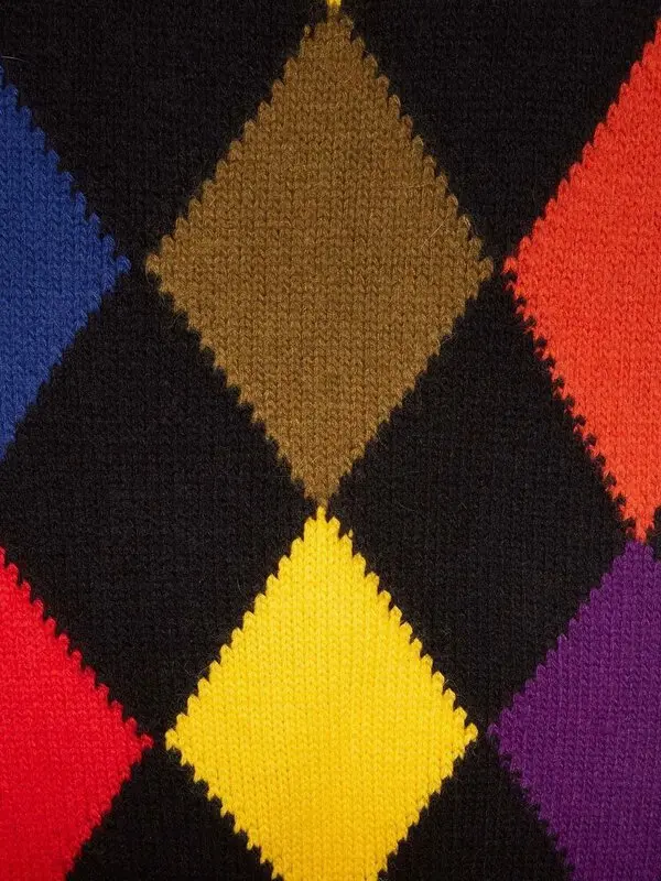 La DoubleJ Argyle-check Knitted Scarf