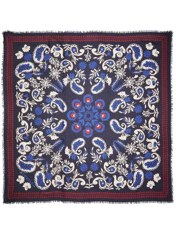 La DoubleJ Forest Bandana-print Scarf - Blue