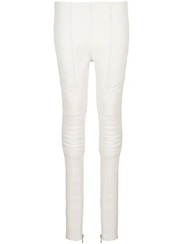 Balmain Leather Skinny Trousers - Neutrals