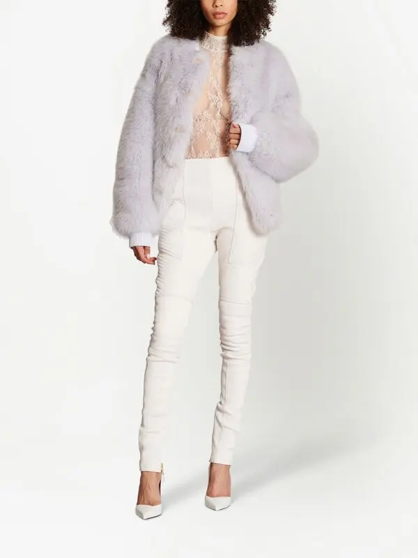 Balmain Leather Skinny Trousers - Neutrals