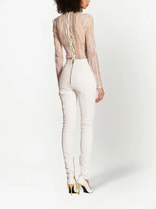 Balmain Leather Skinny Trousers - Neutrals