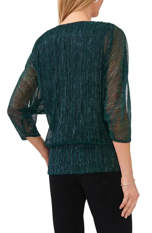 Chaus Metallic Split Sleeve Blouse - Dazzling Jade