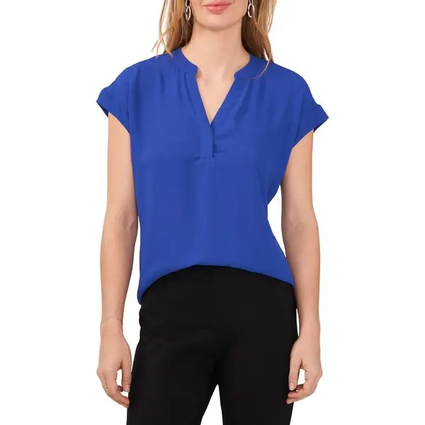 Chaus Split-neck Georgette Blouse - Fierce