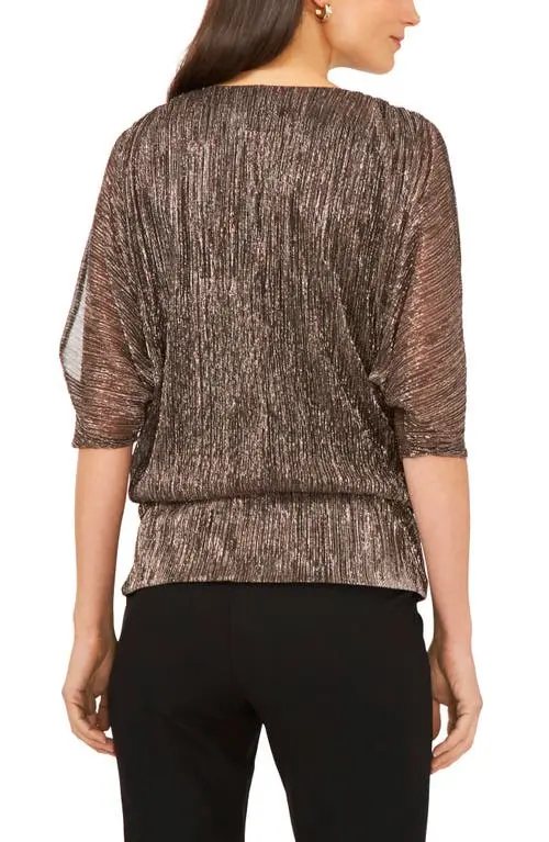 Chaus Metallic V-neck Blouse - Black/copper
