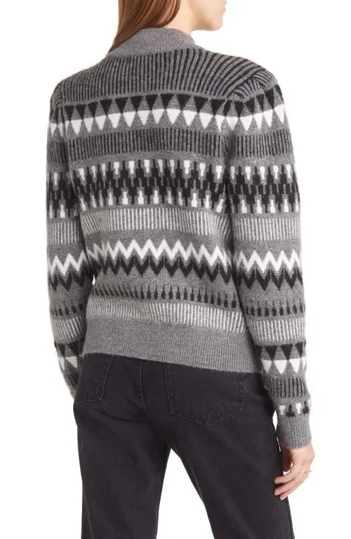 Treasure & Bond Fair Isle Mock Neck Sweater - Grey Multi Fairisle