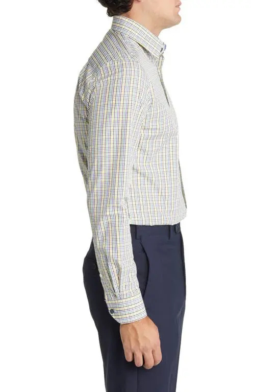 Duchamp Tailored Fit Check Dress Shirt - White/Multi | Editorialist