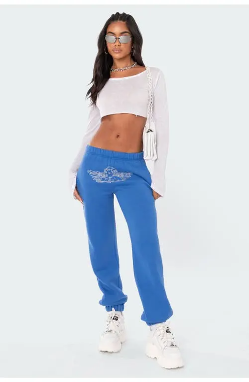 EDIKTED Angie Rhinestone Sweatpants