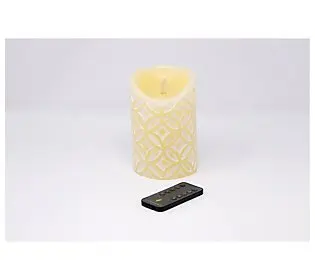 LUMINARA 5' Medallion Embossed Flameless Candle With Remote - One-color