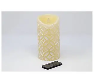 LUMINARA 7' Medallion Embossed Flameless Candle With Remote - One-color