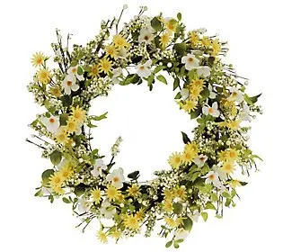 PULEO INTERNATIONAL Puleo 30' Dogwood And Daisy Floral Spring Wreat H - One-color