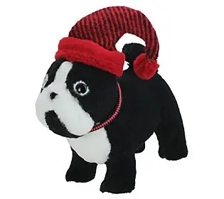 NORTHLIGHT 11.5' Black & White Standing Bulldog W/ Hat Decor - One-color