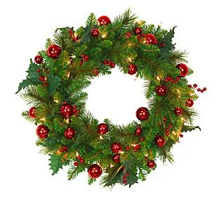 SANTA'S WORKSHOP Sw 24' Wreath With Red Balls/berries - One-color