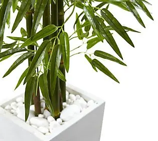 NEARLY NATURAL 5' Bamboo Tree With White Planter Nearly Nat Ural