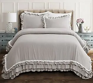 LUSH DECOR Ella Shabby Chic Ruffle Lace 3-piece King Comfo Rter Set - One-color
