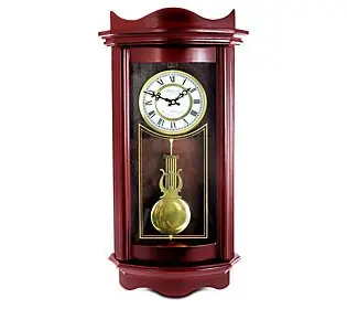 BEDFORD CLOCK COLLECTION Weathered Chocolate Cherry Wood 25in Wall Clock With Pendulum - One-color