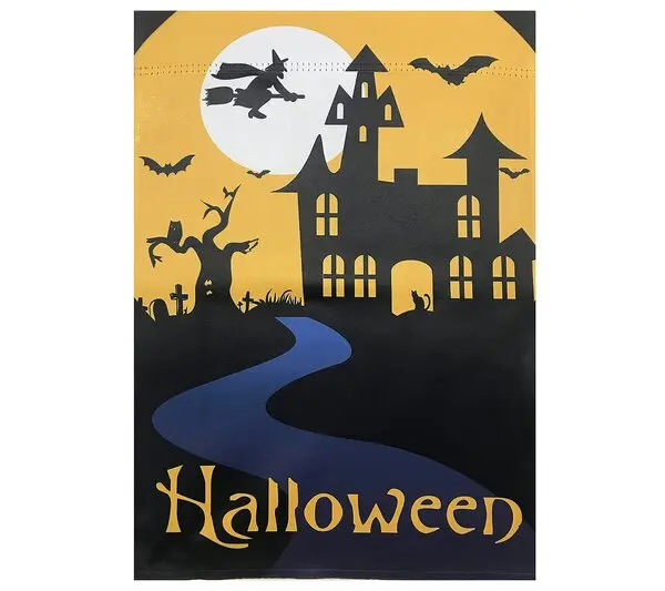 NORTHLIGHT Spooky House Flag W/bats & Witch - One-color