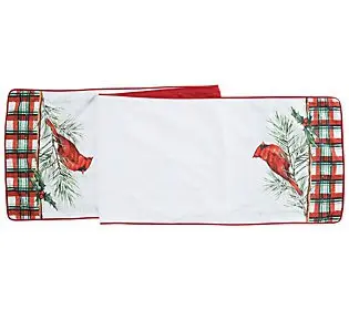 VALERIE PARR HILL 13' X 72' Woodland Cardinal Plaid Table Runner Valerie - One-color