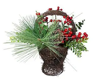 NORTHLIGHT 15' Eucalyptus Pine And Berry Grapev Ne Basket - One-color