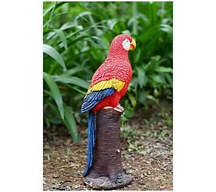 TECHKO Red Parrot Statue With Solar Spotlight
