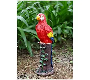 TECHKO Red Parrot Statue With Solar Spotlight