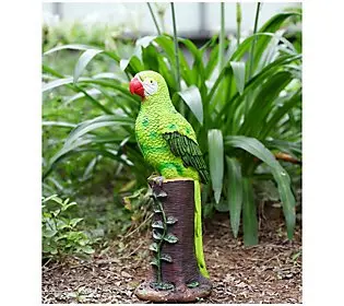 TECHKO Green Parrot Statue With Solar Spotlight