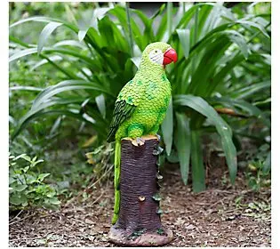 TECHKO Green Parrot Statue With Solar Spotlight