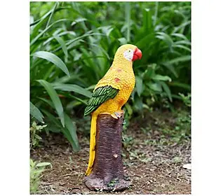 TECHKO Yellow Parrot Statue With Solar Spotligh T