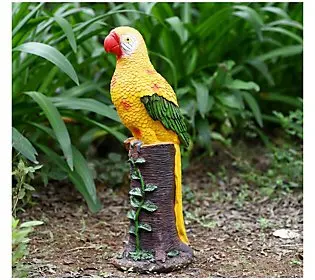 TECHKO Yellow Parrot Statue With Solar Spotligh T