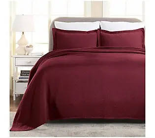 SUPERIOR Matelasse Cotton Basketweave Bedspread Set, Twin