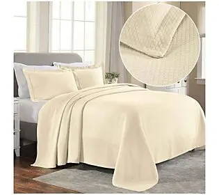 SUPERIOR Jacquard Cotton Diamond Bedspread, Que N - One-color
