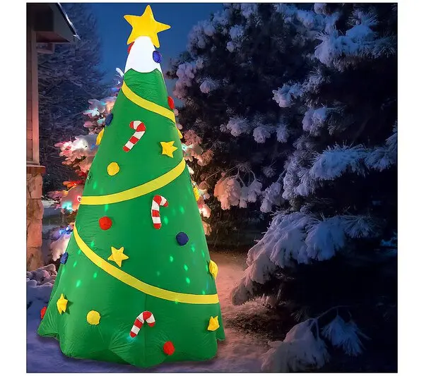 JOIEDOMI 8 Ft Christmas Tree With Light Inflata Ble - One-color