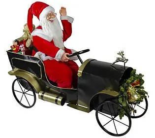 NORTHLIGHT 33' Santa Delivering Presents In Vin Age Car Decor - One-color