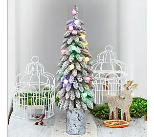 PULEO INTERNATIONAL Puleo Pre-lit 4' Potted Flocked Alpine Christma S Tree