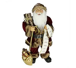 NORTHLIGHT 24' Woodland Standing Santa Claus Fi Ure W/ List - One-color