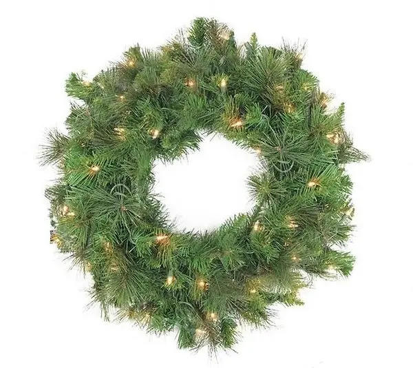 NORTHLIGHT Prelit Mixed Foliage Wreath - One-color