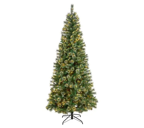 NEARLY NATURAL 8' Wisconsin Slim Snow Tip Pine Hristmas Tree