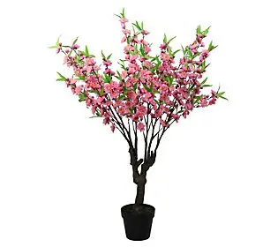 NORTHLIGHT 43.5' Potted Pink & Green Floral Pea H Blossom Tree - One-color
