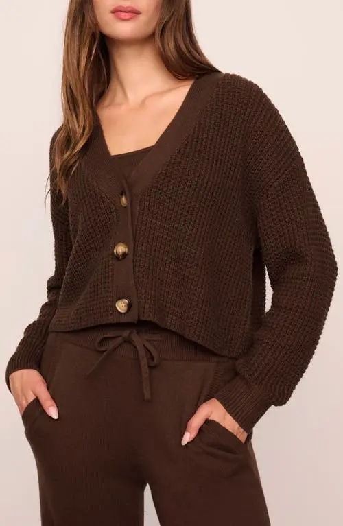 Eberjey Waffle Knit Crop Cardigan - Chocolate