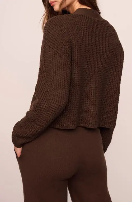 Eberjey Waffle Knit Crop Cardigan - Chocolate