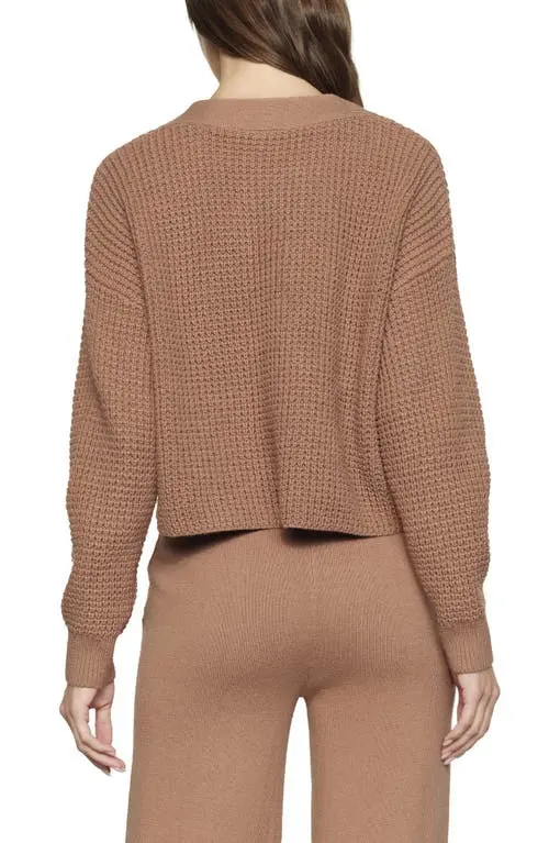 Eberjey Waffle Knit Crop Cardigan - Hazelnut