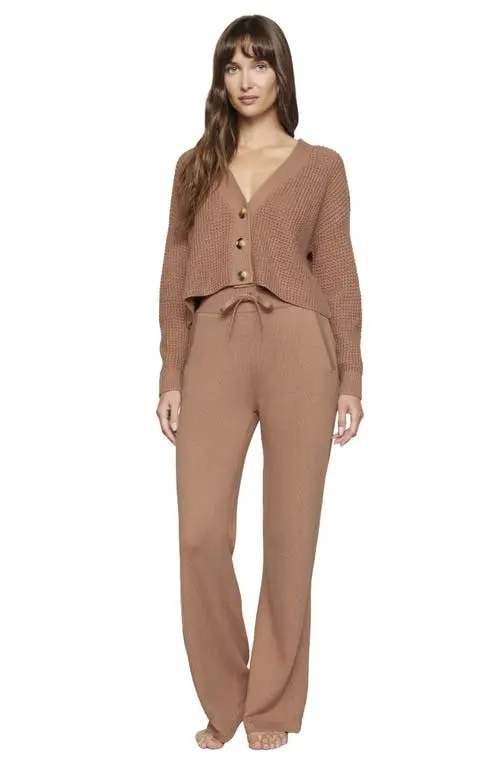 Eberjey Waffle Knit Crop Cardigan - Hazelnut