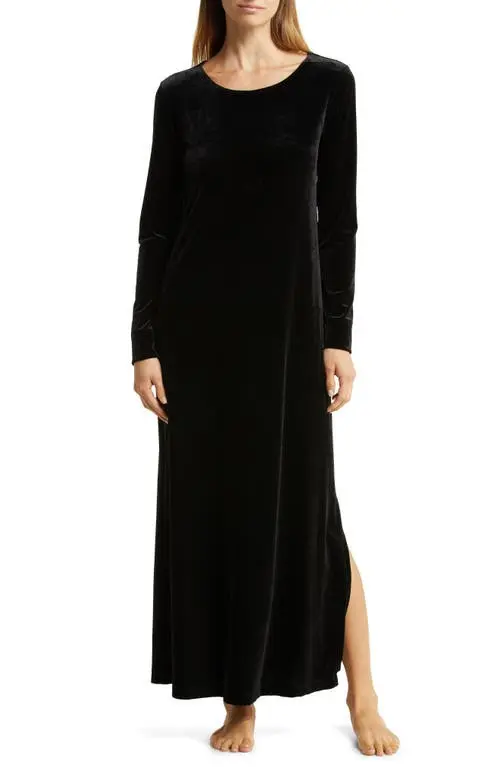 Natori Natalie Long Sleeve Velvet Lounger Nightgown