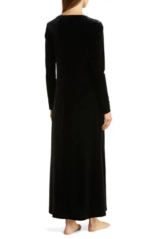Natori Natalie Long Sleeve Velvet Lounger Nightgown