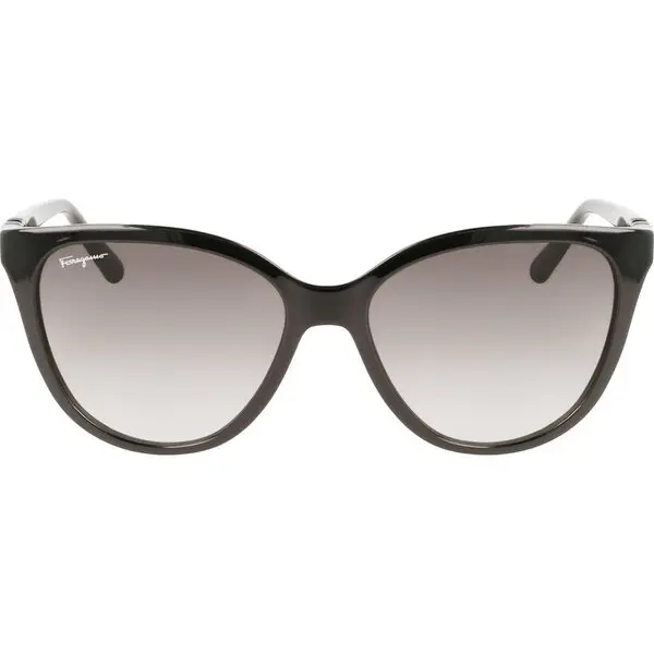 FERRAGAMO 57mm Gradient Cat Eye Sunglasses - Black