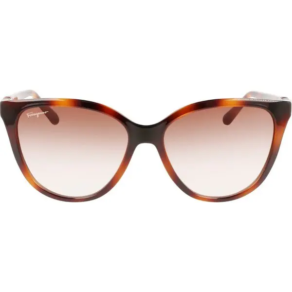 FERRAGAMO 57mm Gradient Cat Eye Sunglasses - Tortoise